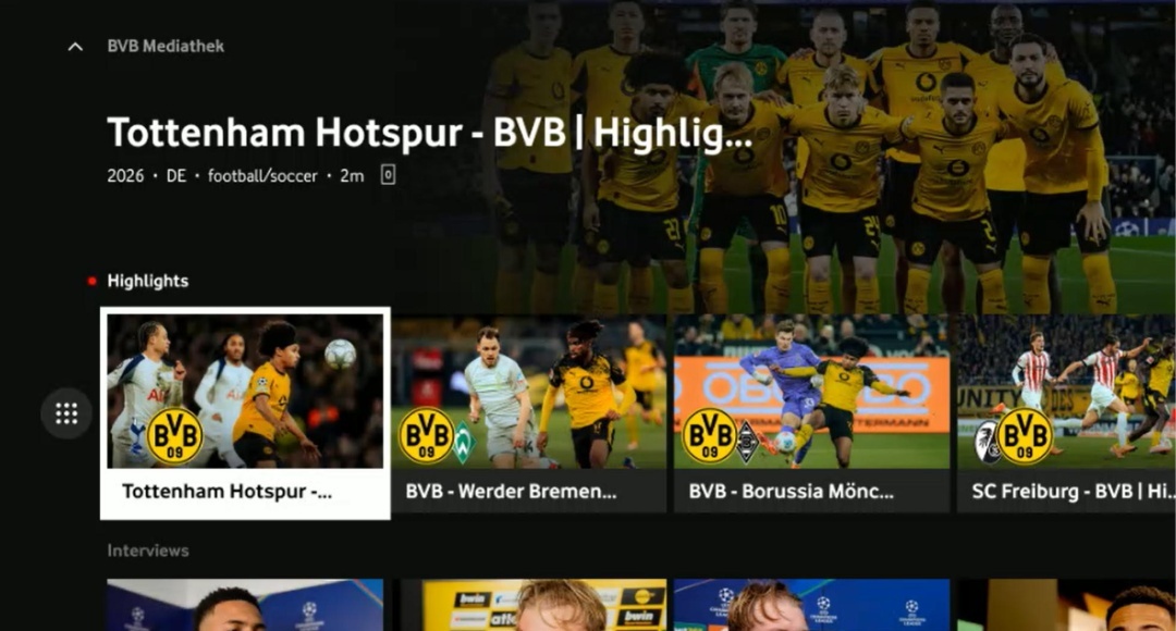 Vodafone holt die Borussia-Dortmund-Mediathek auf GigaTV
